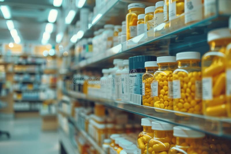 Pharmacy Counter with Drug in the Pharmacy Drugs Stock Image - Image of ...