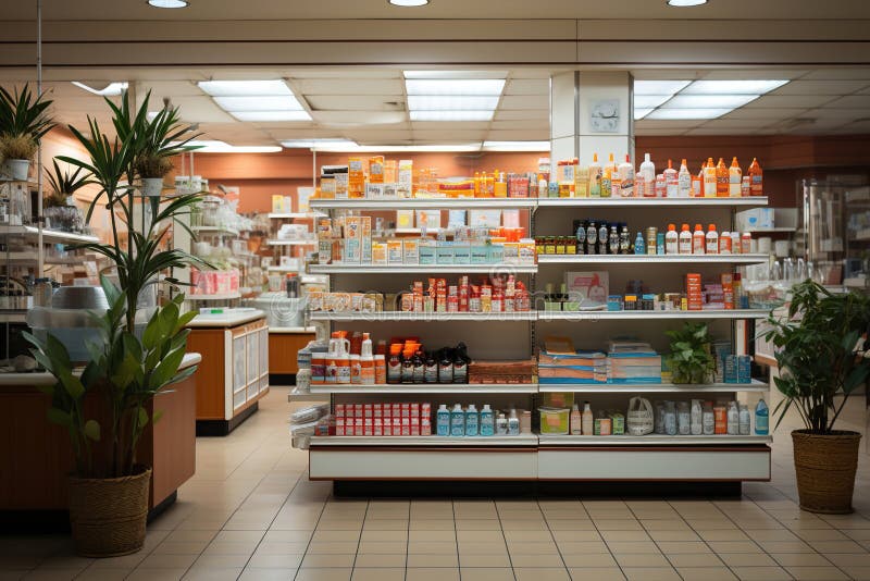 Pharmacy Counter in Store Interior Stock Photo - Image of professional ...