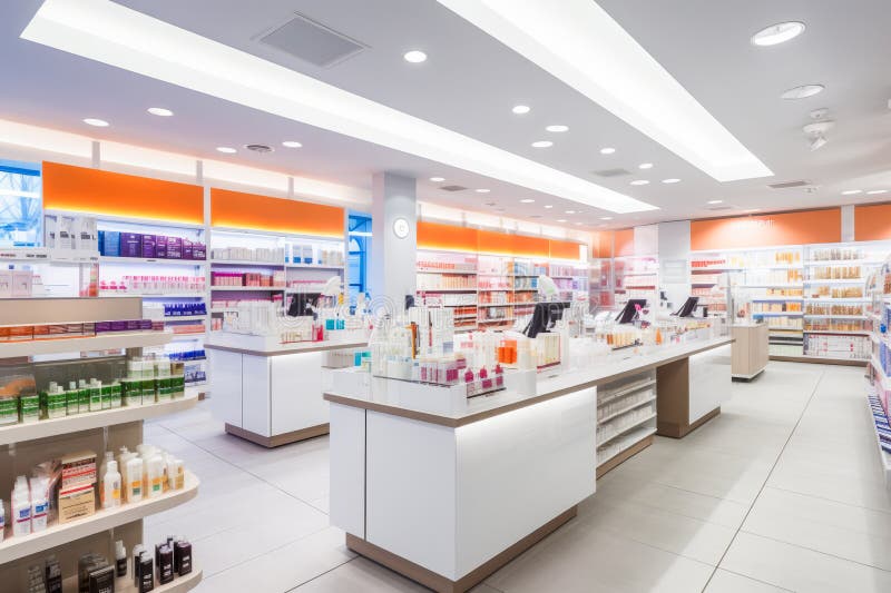 Pharmacy Drugstore Interior Stock Illustration - Illustration of ...