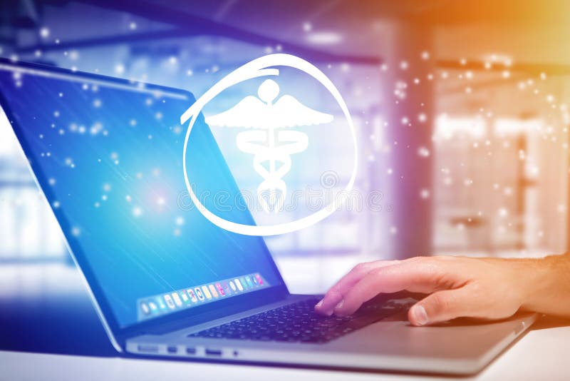 Pharmacy Icon Going Out a Laptop Interface - Technology Concept Stock ...