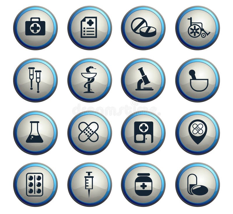 Pharmacy icon set stock vector. Illustration of chair - 127750971