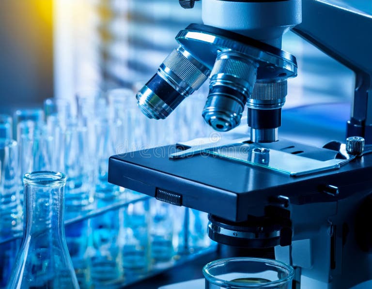 Microscope in a Modern Pharma Laboratory Stock Illustration ...