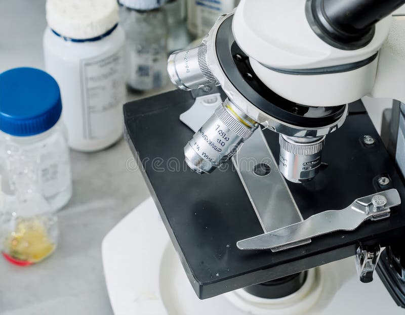 Microscope in a Modern Pharma Laboratory Stock Illustration ...