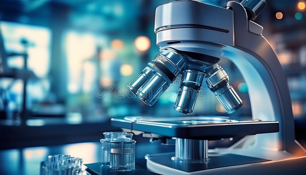 Microscope in a Modern Pharma Laboratory Stock Illustration ...