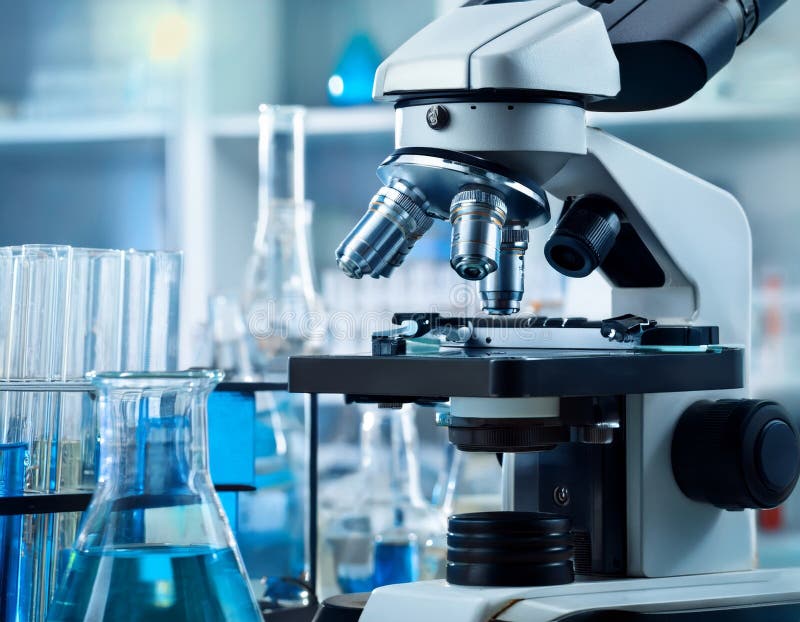Microscope in a Modern Pharma Laboratory Stock Illustration ...