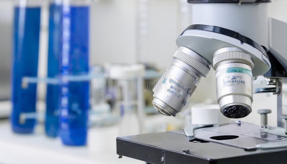 Microscope in a Modern Pharma Laboratory Stock Illustration ...