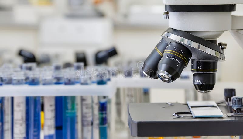 Microscope in a Modern Pharma Laboratory Stock Illustration ...