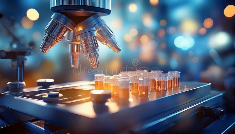 Microscope in a Modern Pharma Laboratory Stock Illustration ...