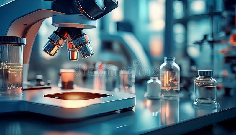 Microscope in a Modern Pharma Laboratory Stock Illustration ...