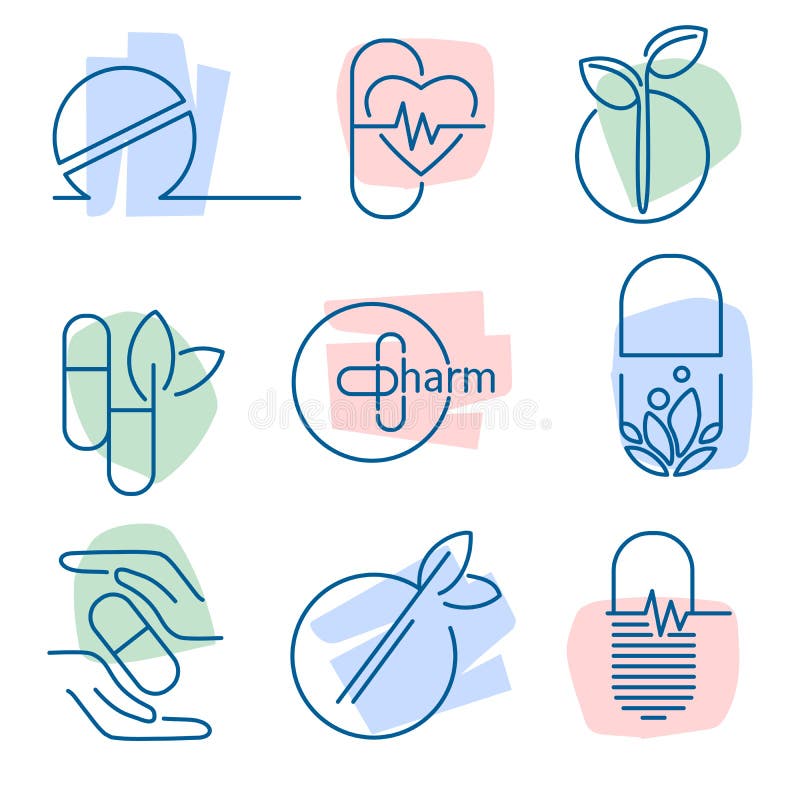 Pharmacy, Medicine, Tablet Logos Template, Vector Set Stock Vector ...