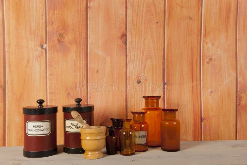 Pharmacy Objects in Interior Stock Image - Image of herbs, pharmacy ...