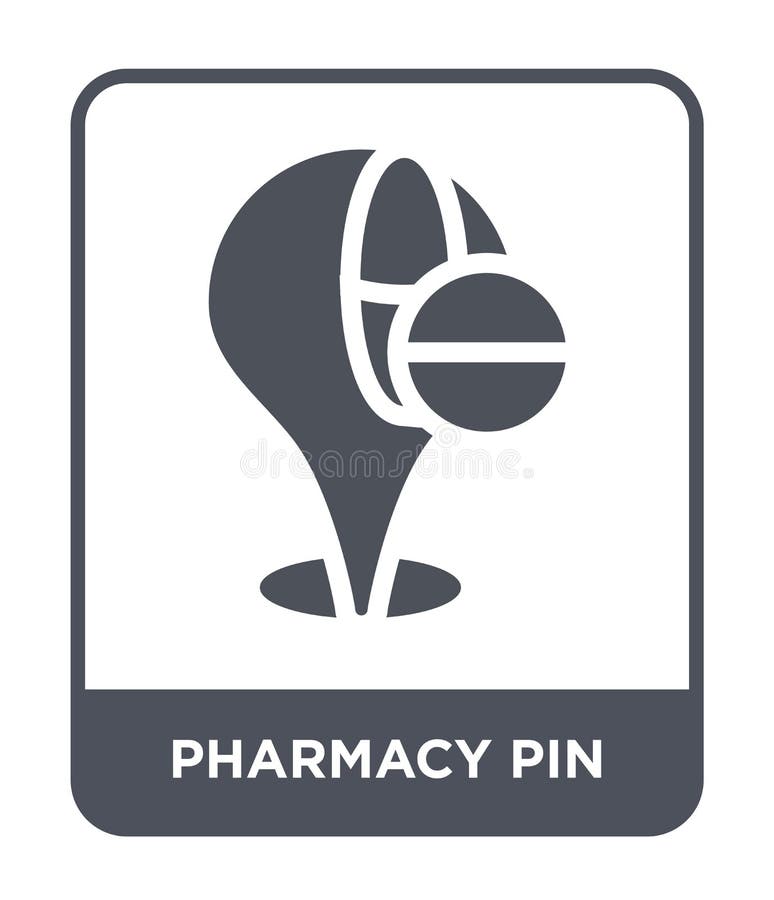 Pharmacy Pin Icon in Trendy Design Style. Pharmacy Pin Icon Isolated on ...