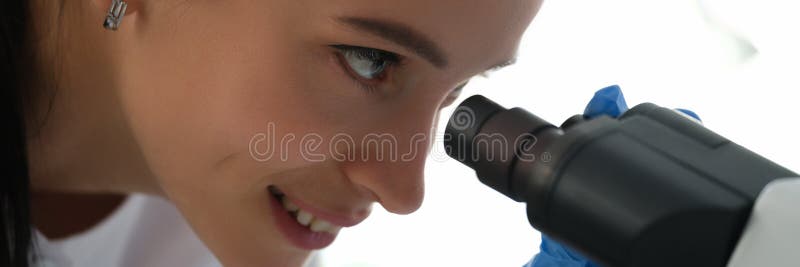 Pharmacy Scientist Working with Professional Microscope in Technology ...