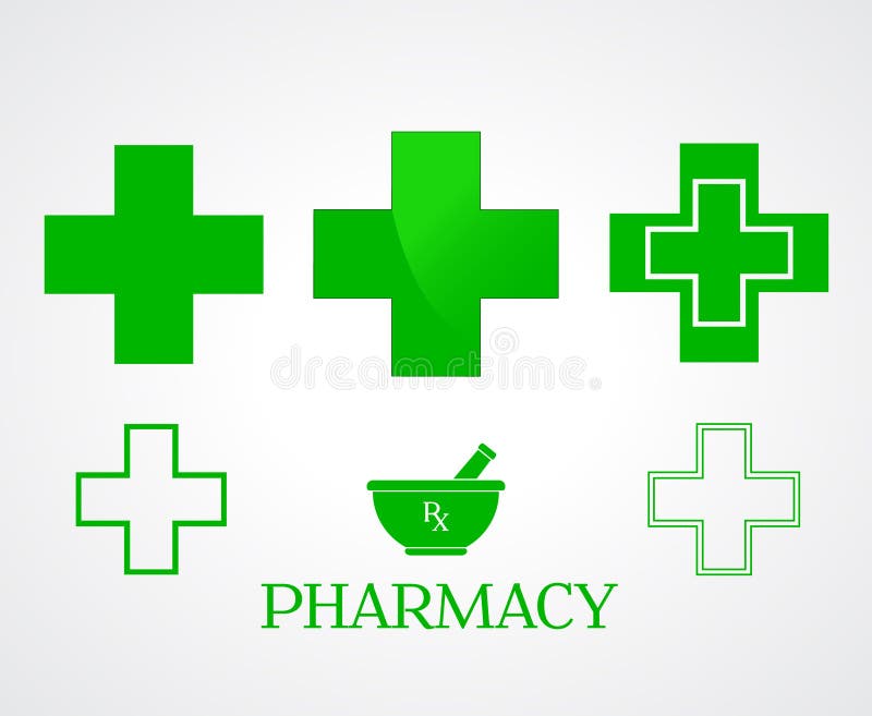 Pharmacy symbols - vector stock vector. Illustration of reflection ...
