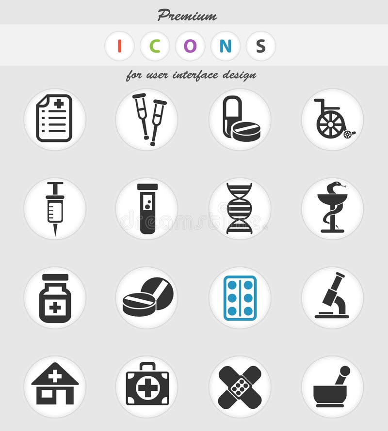 Pharmacy icon set stock vector. Illustration of capsules - 122009353