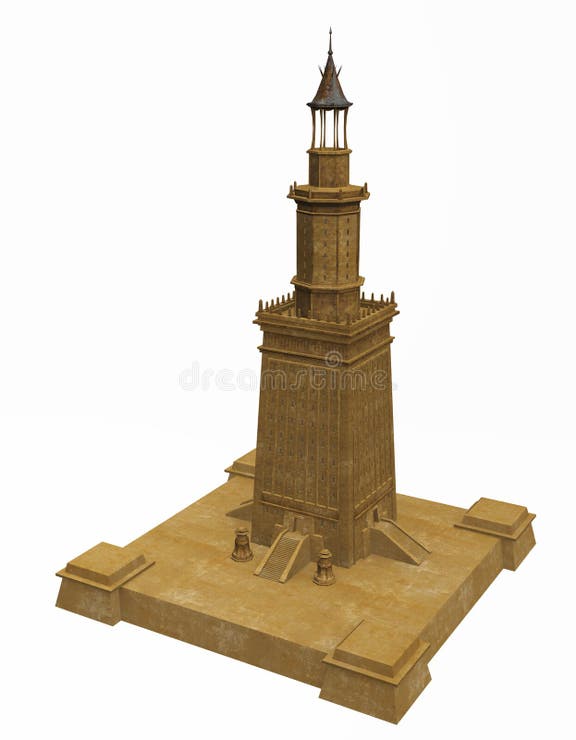 Pharos Lighthouse Isolated White. Stock Illustration - Illustration of ...