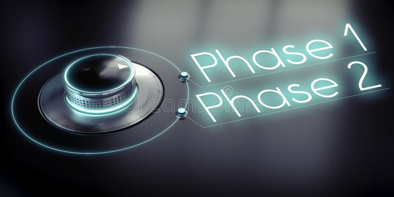 Phase 1 and 2 - Rotary Knob and Glowing Words Stock Illustration ...
