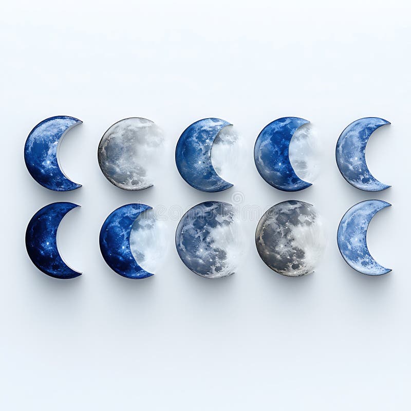 Phases of the Moon in Artistic Arrangement Stock Illustration ...
