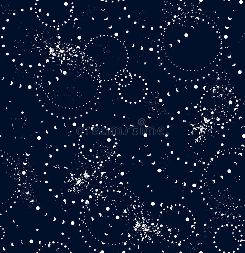 The Phases of the Moon Astronomy and Stars Patterns. Stock Illustration ...