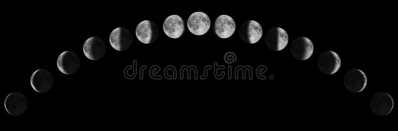 Moon Lunar Cycle in Night Sky, Time-lapse Concept Stock Image - Image ...