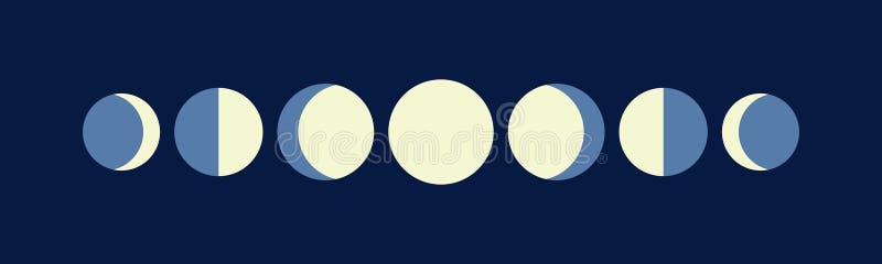 Phases of the Moon. Moon Phase. New, Half and Full Moons. Vector. Stock ...
