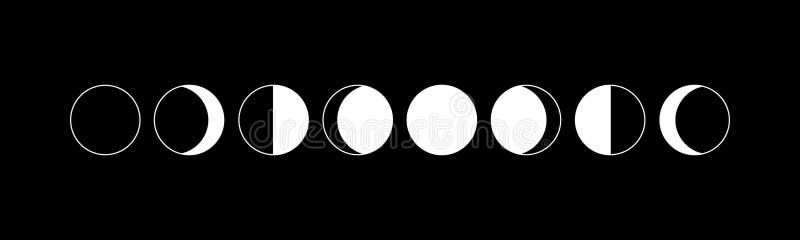 Phases of the Moon. Moon Phase. New, Half and Full Moons. Vector. Stock ...