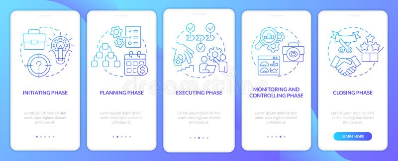 Phases of Project Management Blue Gradient Onboarding Mobile App Screen ... Phases of Project Management Blue Gradient Onboarding Mobile App Screen ...