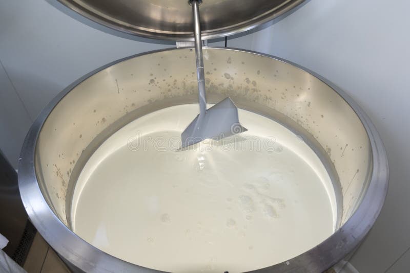 Phases of Ricotta Production in Greece Stock Image - Image of mixing ...