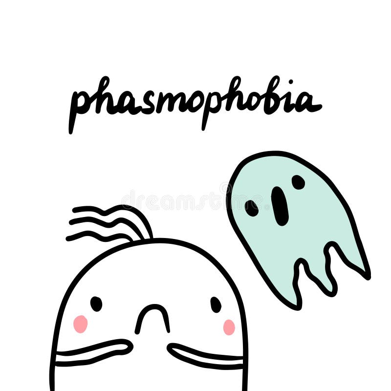 Phasmophobia Hand Drawn Illustration with Cute Marshmallow and Ghost ...