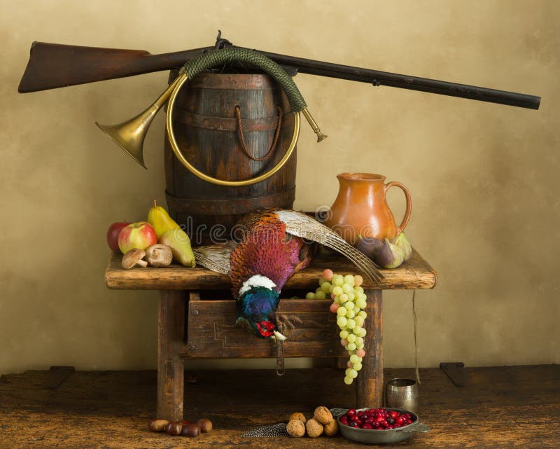Pheasant and Hare Still Life Stock Image - Image of horn, dead: 57095575