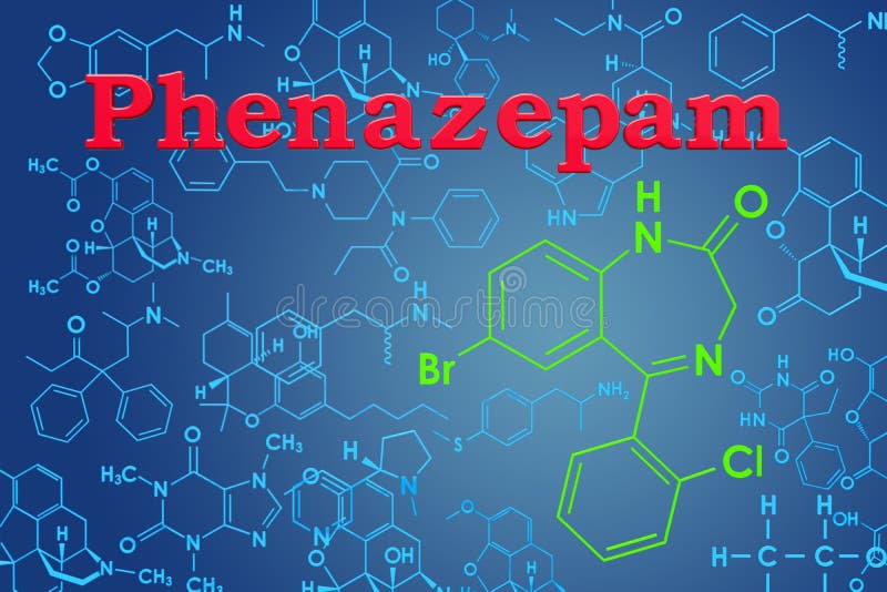 Phenazepam. Chemical Formula, Molecular Structure. 3D Rendering Stock ...
