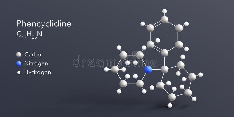 Phencyclidine Molecule 3d Rendering, Flat Molecular Structure with ...