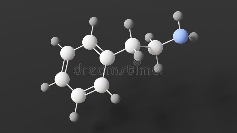 Phenethylamine Molecule, Molecular Structure, Trace Amine, Ball and ...