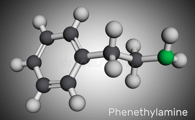 Phenethylamine, PEA Molecule. it is Monoamine Alkaloid, Central Nervous ...