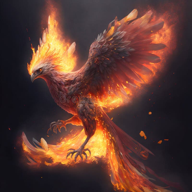 Phenix Fire Bird. Geenerative AI Stock Illustration - Illustration of ...