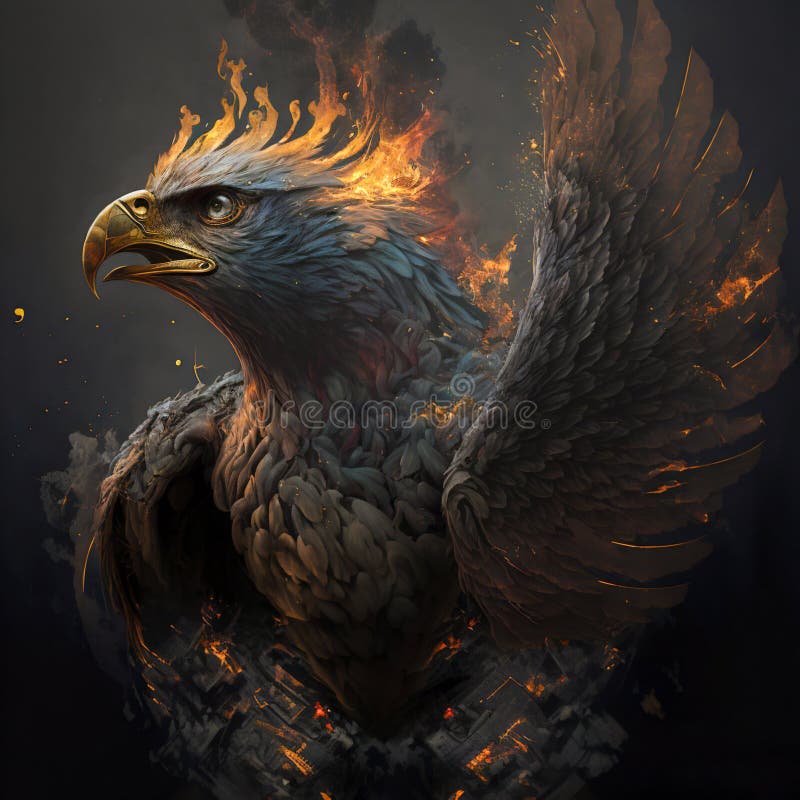 Phenix Fire Bird. Geenerative AI Stock Illustration - Illustration of ...