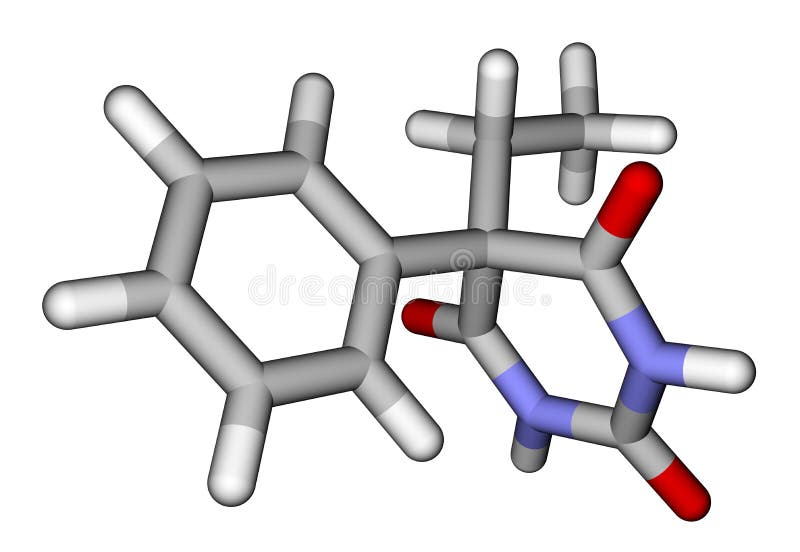 Fenobarbital, Fenobarbiton Eller Fenobarb, C12H12N2O3-molekyl Det är ...