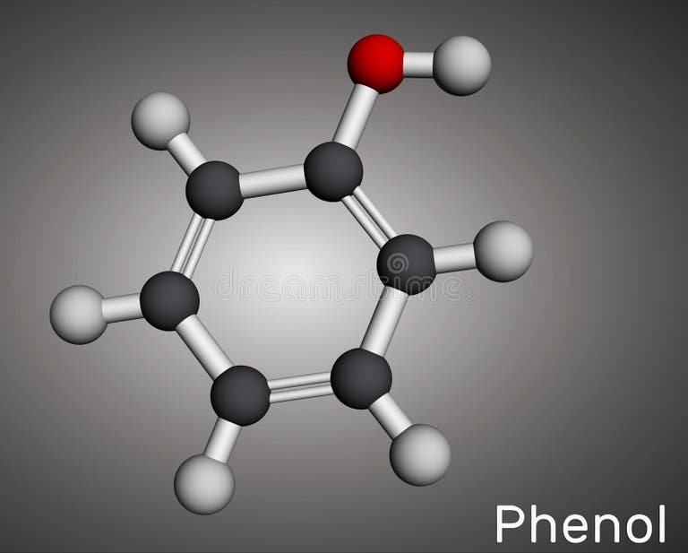 Phenol, Carbolic Acid Molecule. Molecular Model Stock Illustration ...