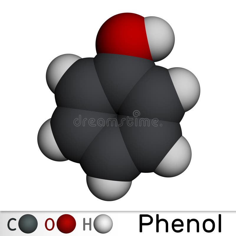 Phenol, Carbolic Acid Molecule. Molecular Model Stock Illustration ...