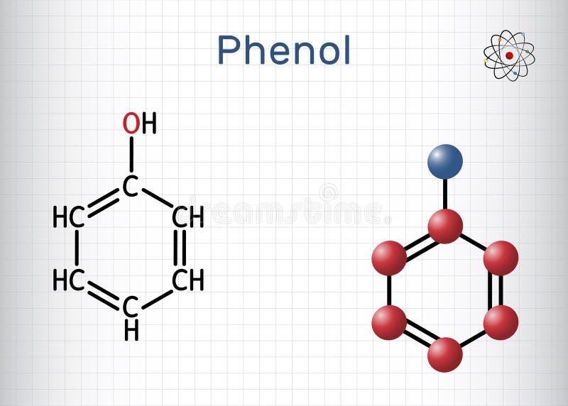 Phenol, Carbolic Acid Molecule. Structural Chemical Formula, Molecule ...