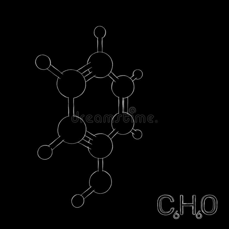Phenol Model Molecule. on Black Background Stock Illustration ...