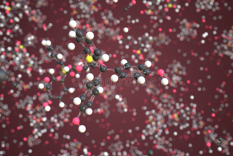 Phenol Red Molecule, Conceptual Molecular Model. Chemical 3d Rendering ...