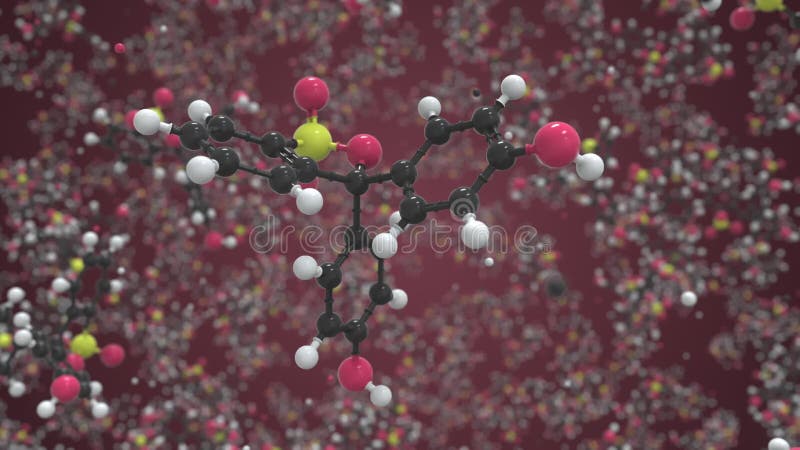 Phenol Red Molecule, Isolated Molecular Model. Looping 3D Animation or ...