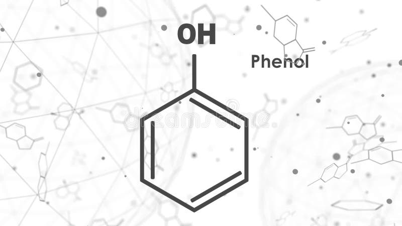 Phenol chemical formula stock footage. Video of cyclic - 203539178