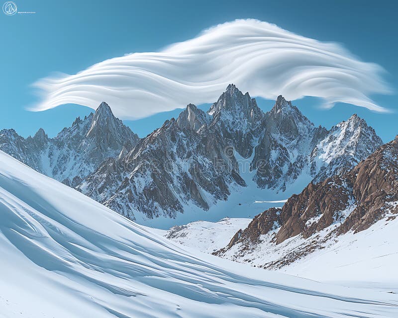 Mountain Waves Form Rolling Clouds Over Peaks in Stormy Winds. Stock ...