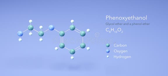 Phenoxyethanol Molecule, Molecular Structures, Glycol Ethers, 3d Model ...