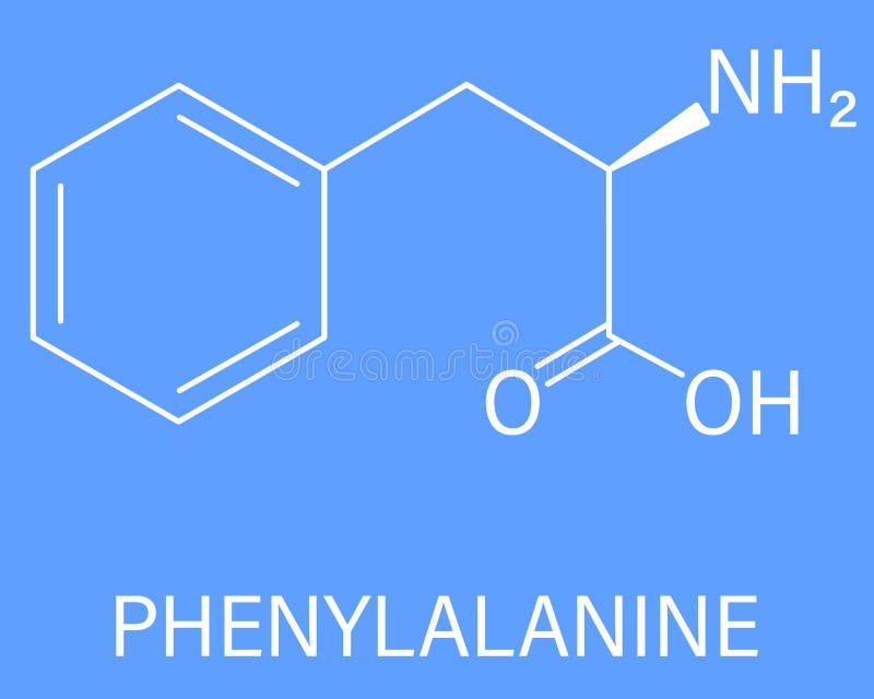 Phenylalanine or L-phenylalanine, Phe, F, Amino Acid Molecule. Skeletal ...