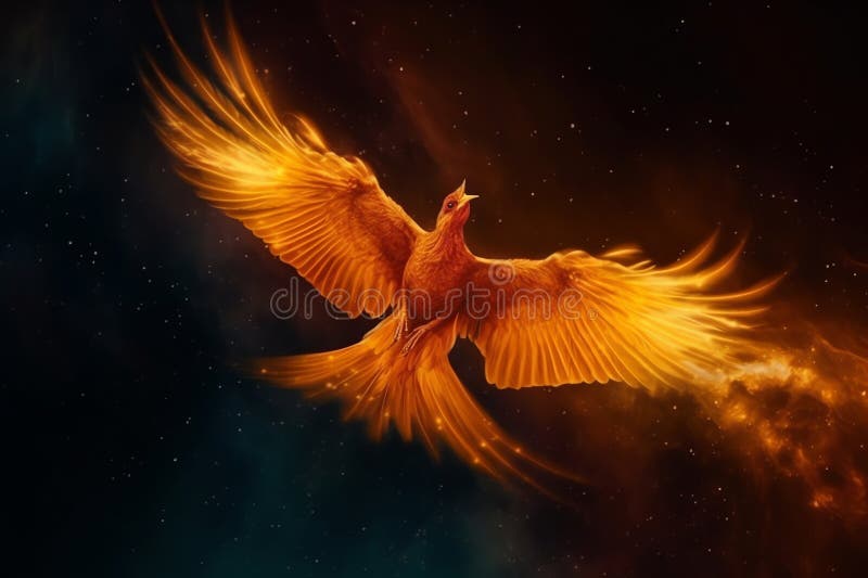 Pheonix Flying in the Space. Generative AI Stock Illustration ...