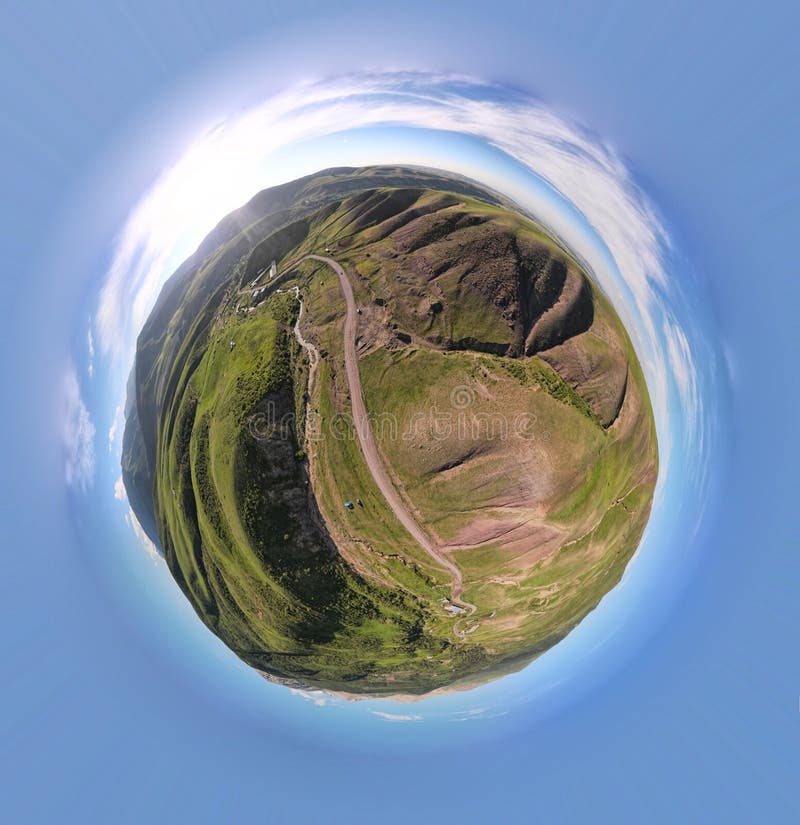 360 Pherical Panorama Little Planet Aerial Drone View To Mountain Stock ...