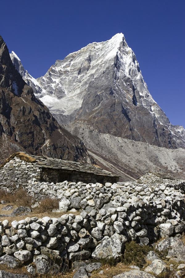 Stone Houses in the Himalayas Stock Photo - Image of mount, pangboche ...